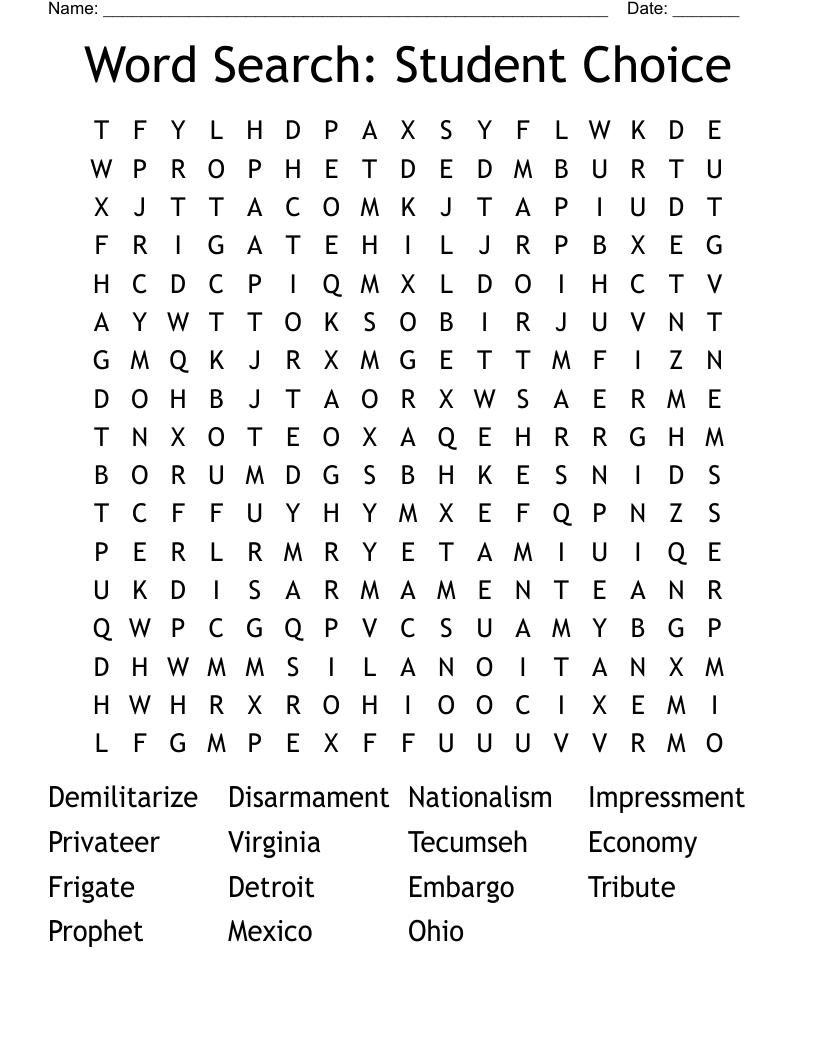 Word Search: Student Choice - WordMint