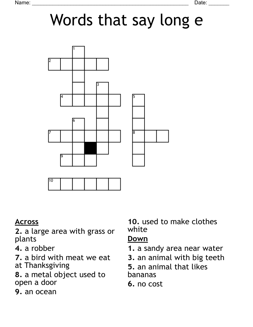 Words that say long e Crossword - WordMint