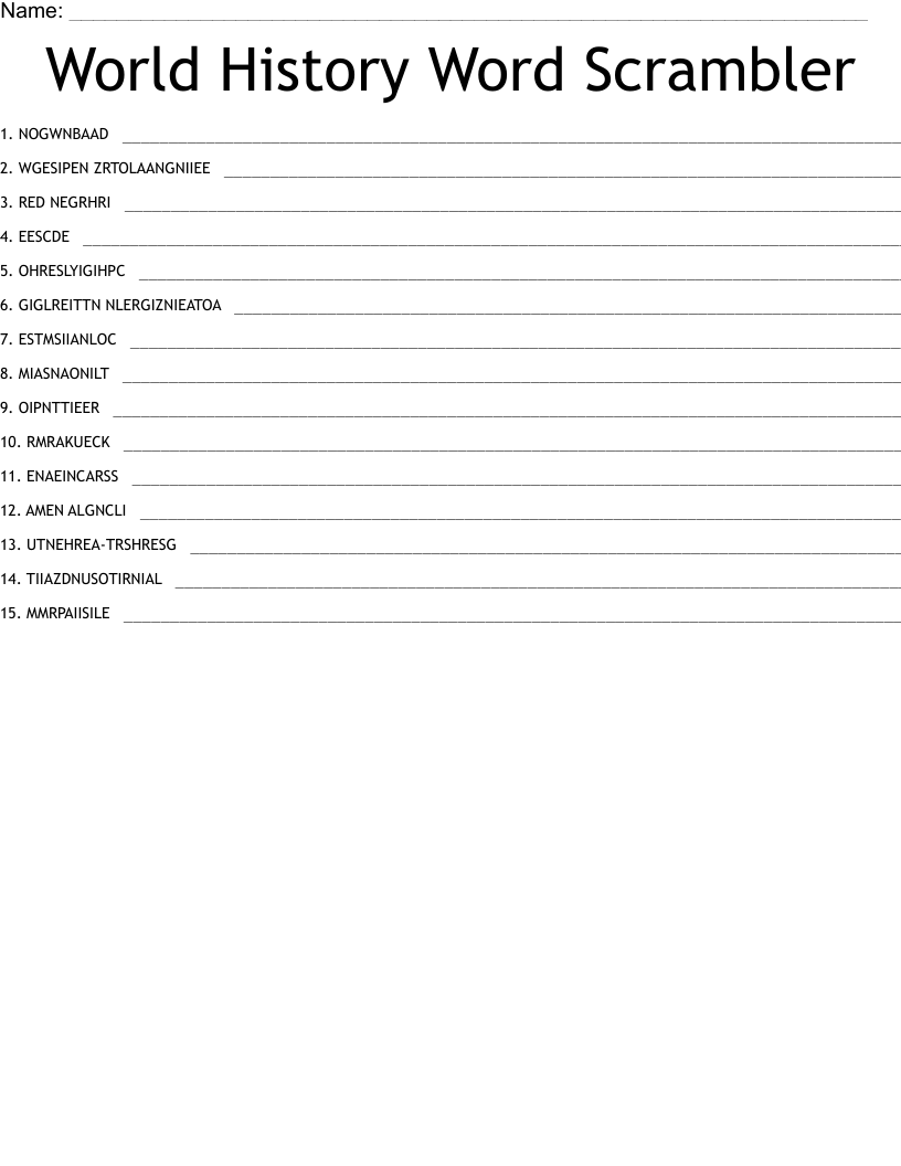 World History Word Scrambler - WordMint