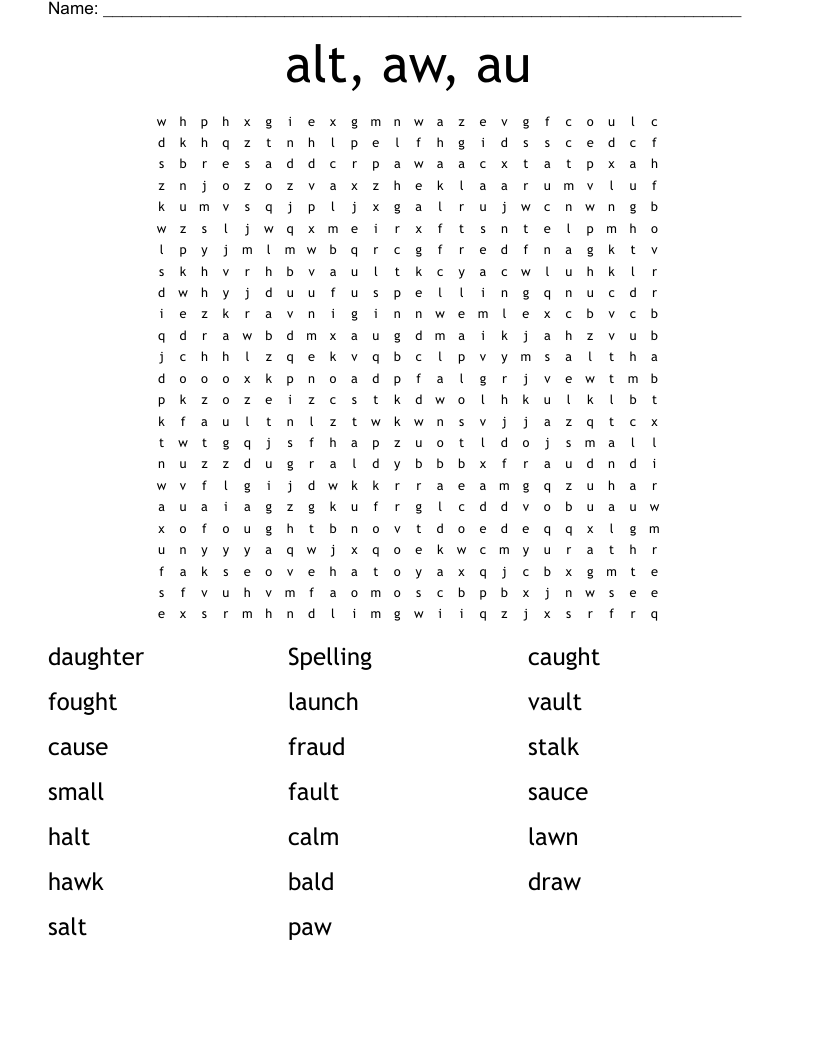 alt, aw, au Word Search - WordMint