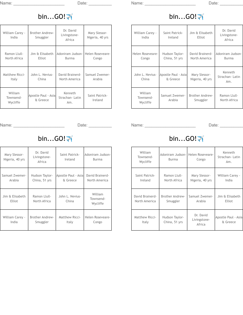 bin...GO! ️ Bingo Cards - WordMint