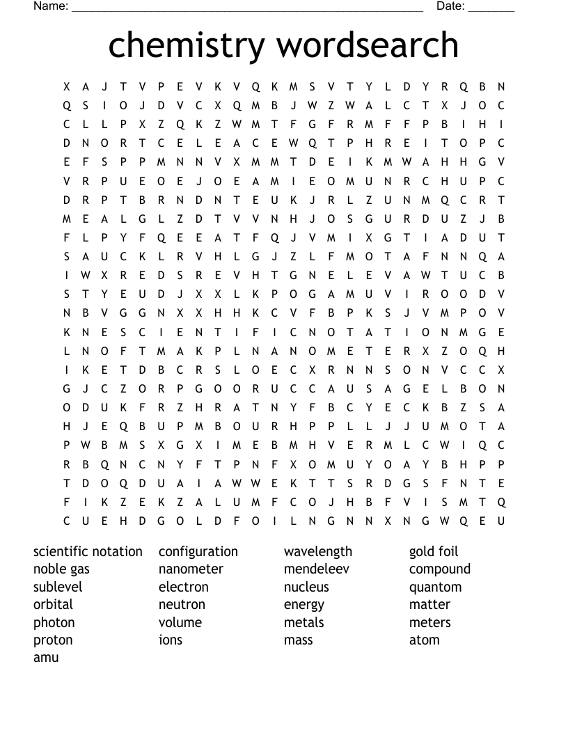 chemistry wordsearch - WordMint