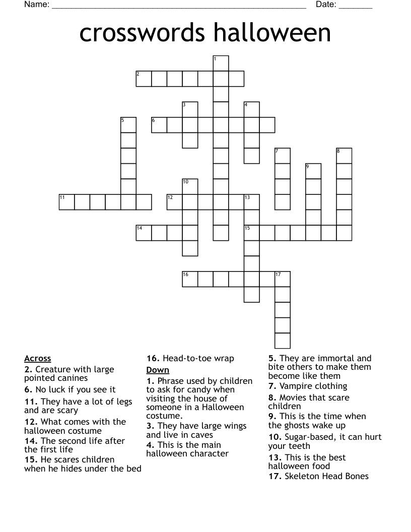 crosswords halloween - WordMint