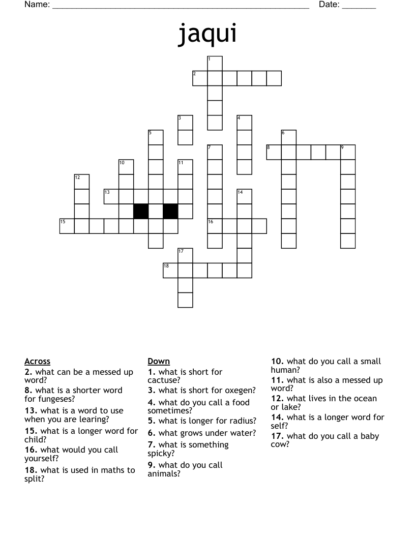 jaqui Crossword - WordMint