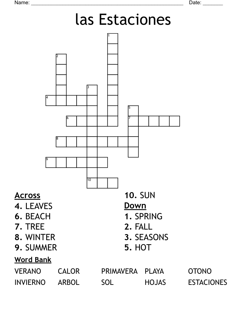 las Estaciones Crossword - WordMint