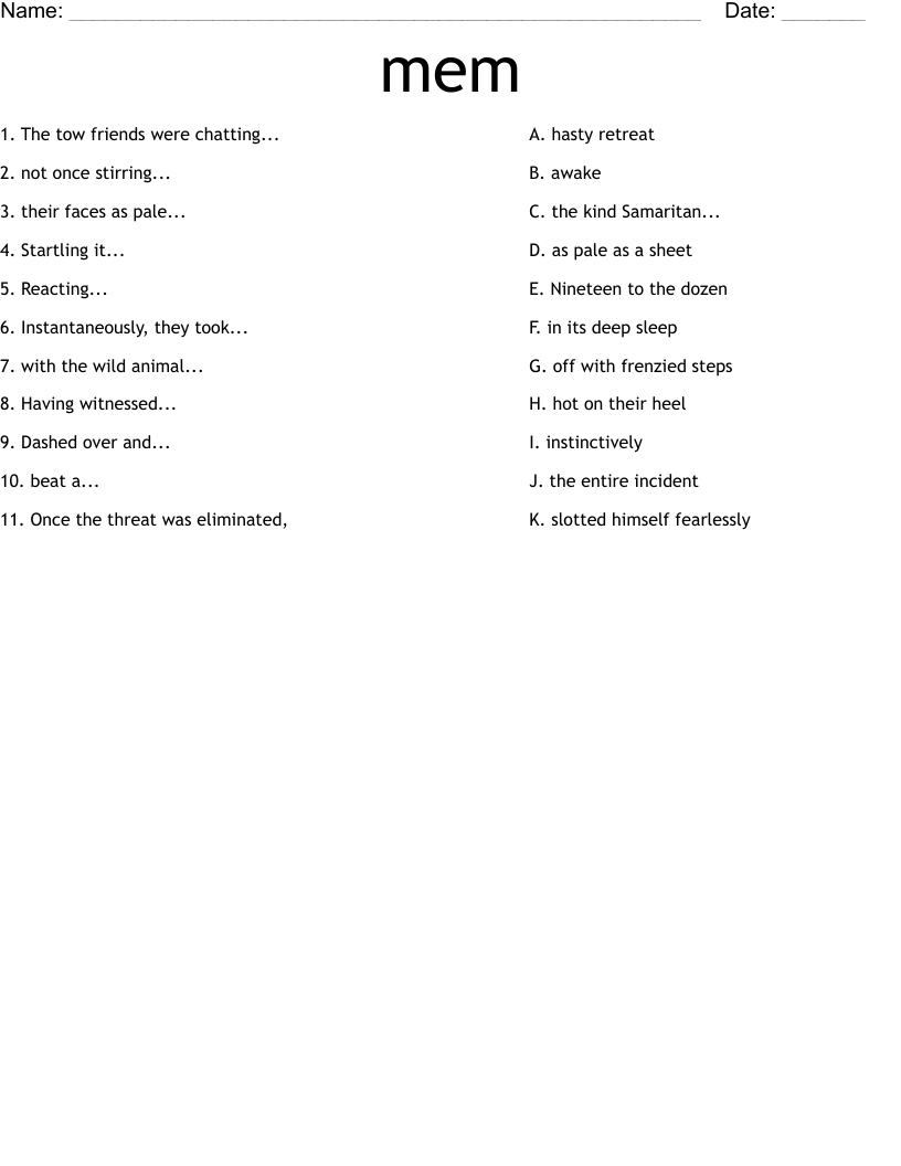 mem Worksheet - WordMint