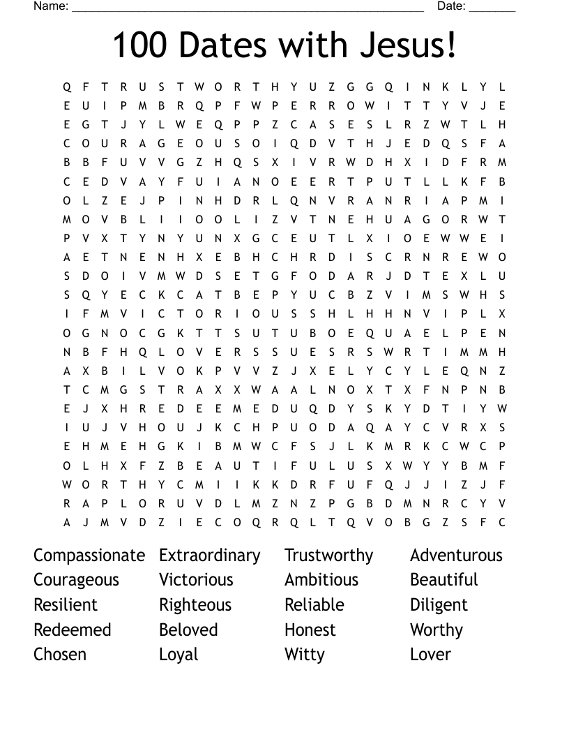 100 Dates with Jesus! Word Search - WordMint