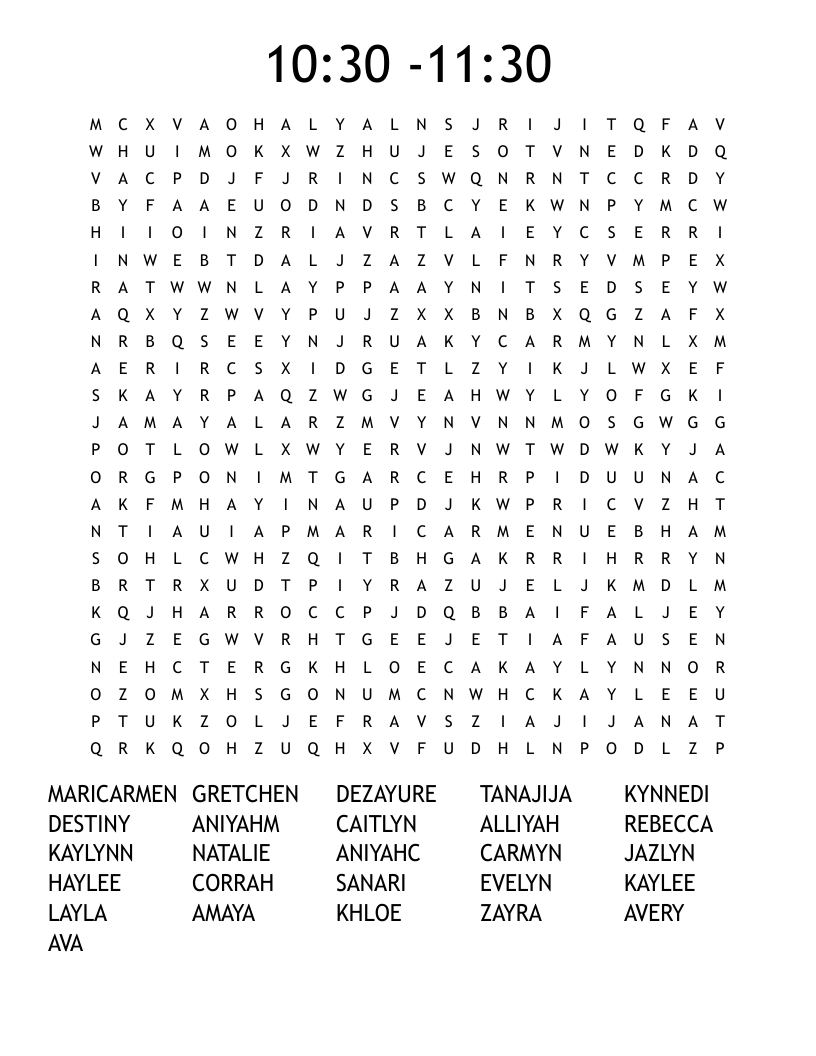 10:30 -11:30 Word Search - WordMint