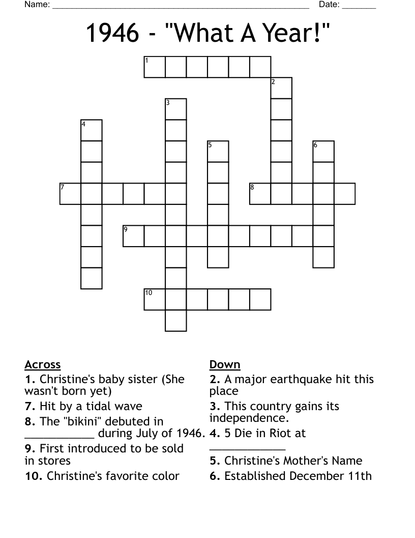 1946 - "What A Year!" Crossword - WordMint