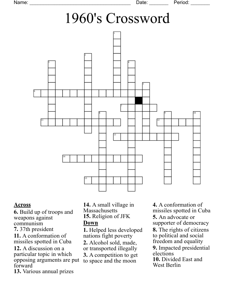 1960 s Crossword WordMint