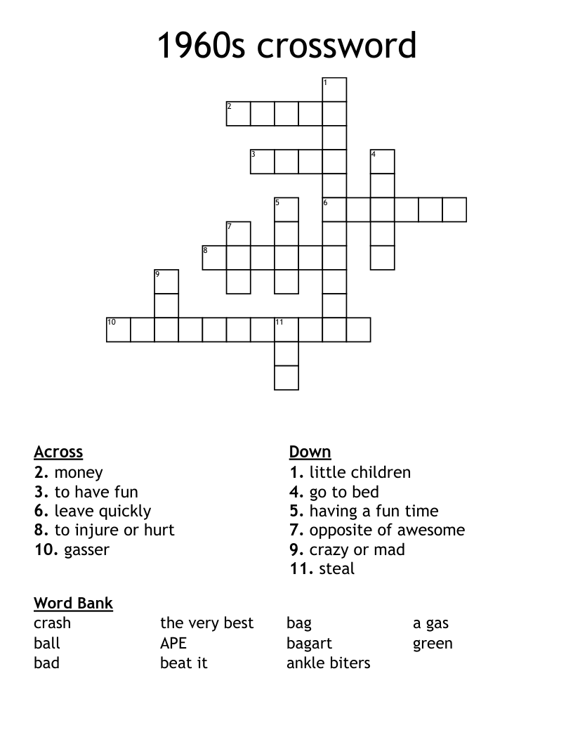 1960s Crossword WordMint