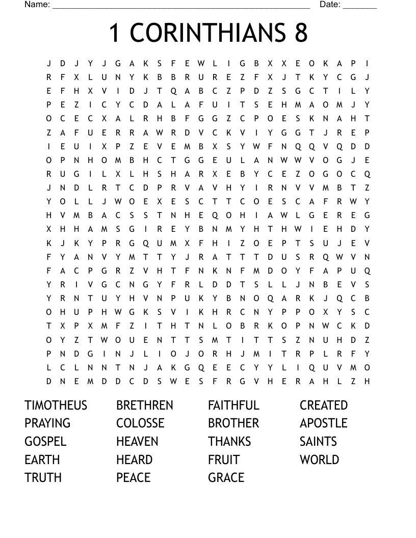 1 CORINTHIANS 8 Word Search - WordMint