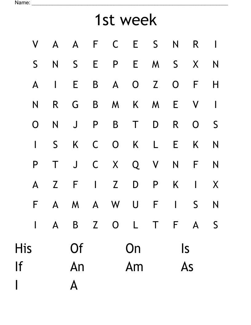 1st week Word Search - WordMint