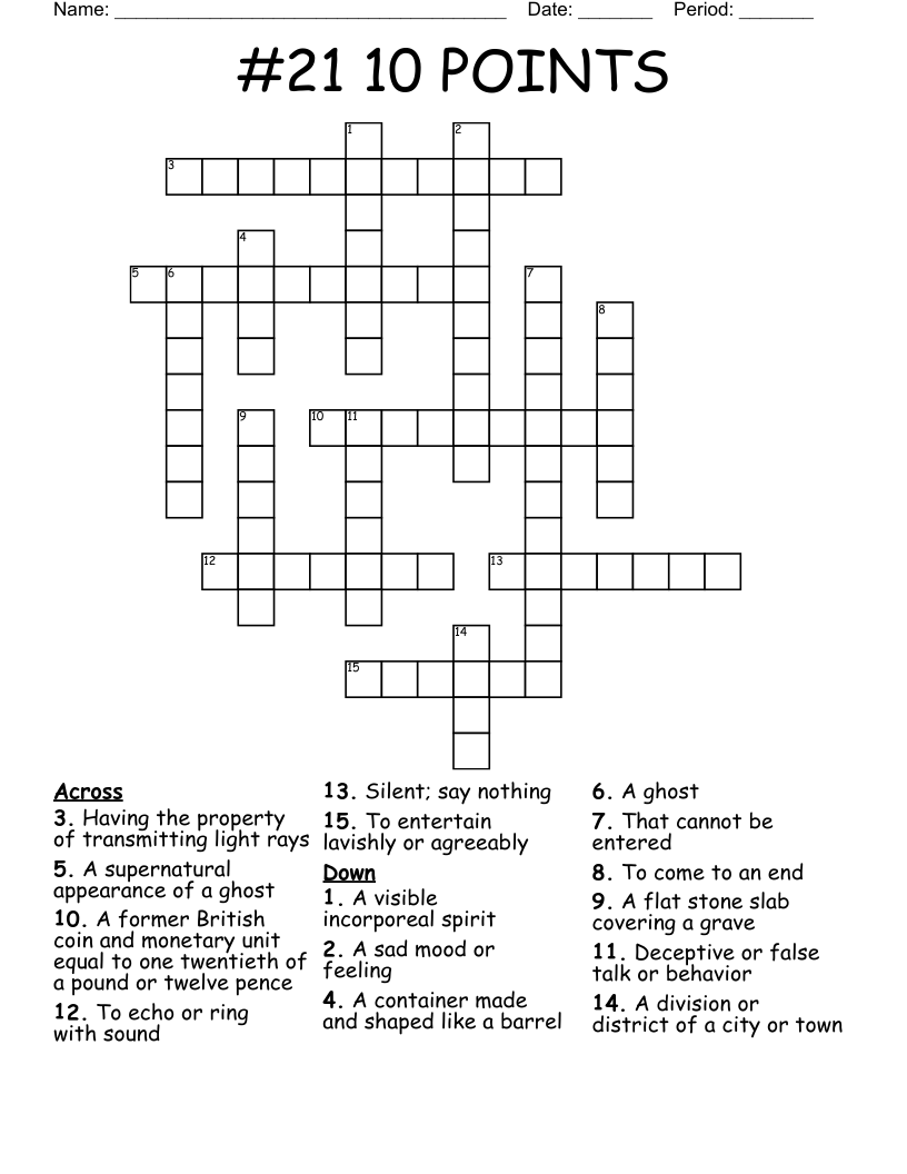  21 10 POINTS Crossword WordMint