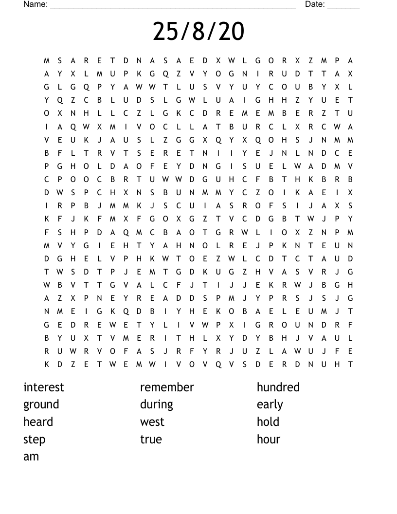 25/8/20 Word Search - WordMint