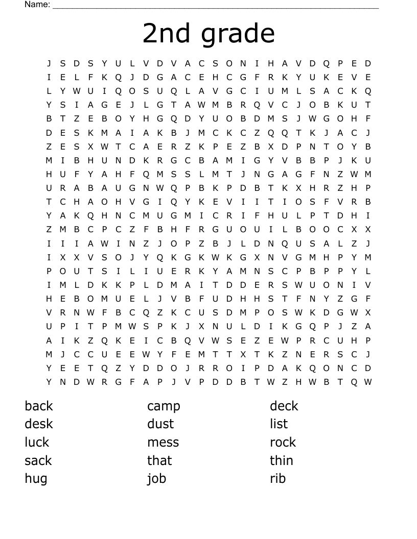 2nd grade Word Search - WordMint