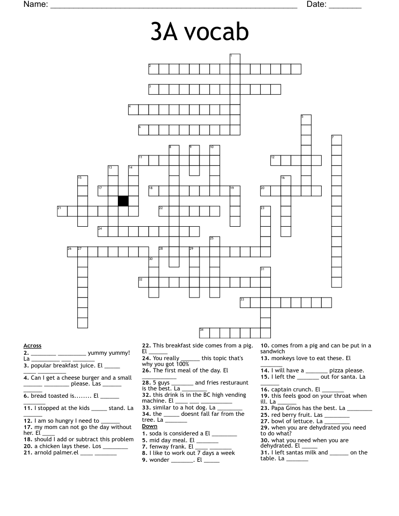 3A vocab Crossword - WordMint