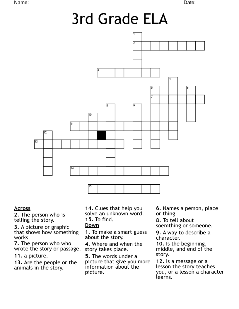 3rd Grade ELA Crossword WordMint