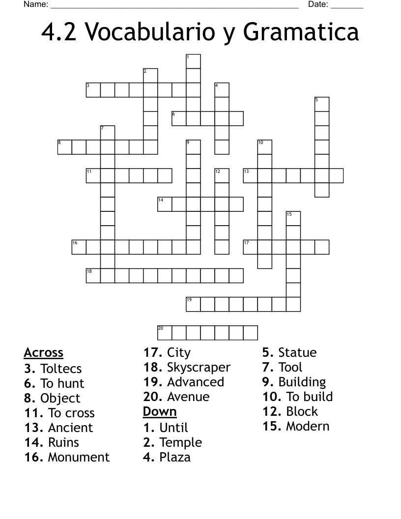 4.2 Vocabulario y Gramatica Crossword - WordMint