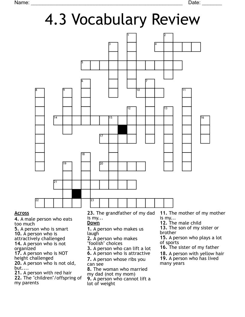 4.3 Vocabulary Review Crossword - WordMint