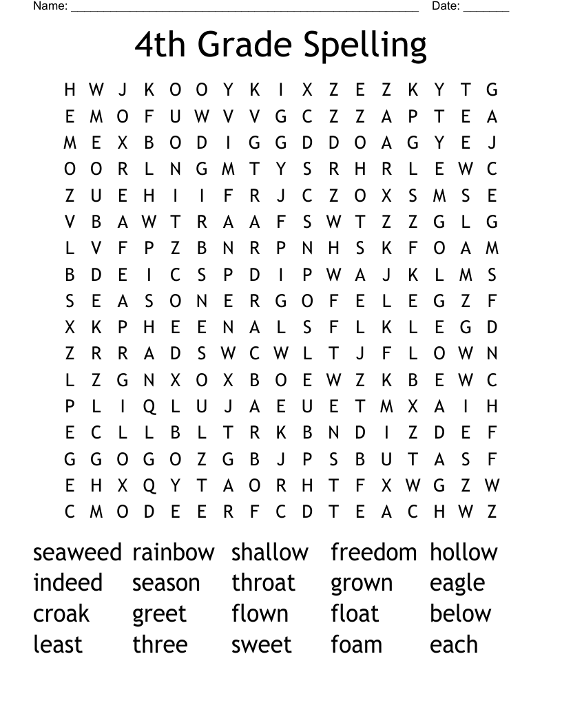 4th Grade Spelling Word Search - WordMint