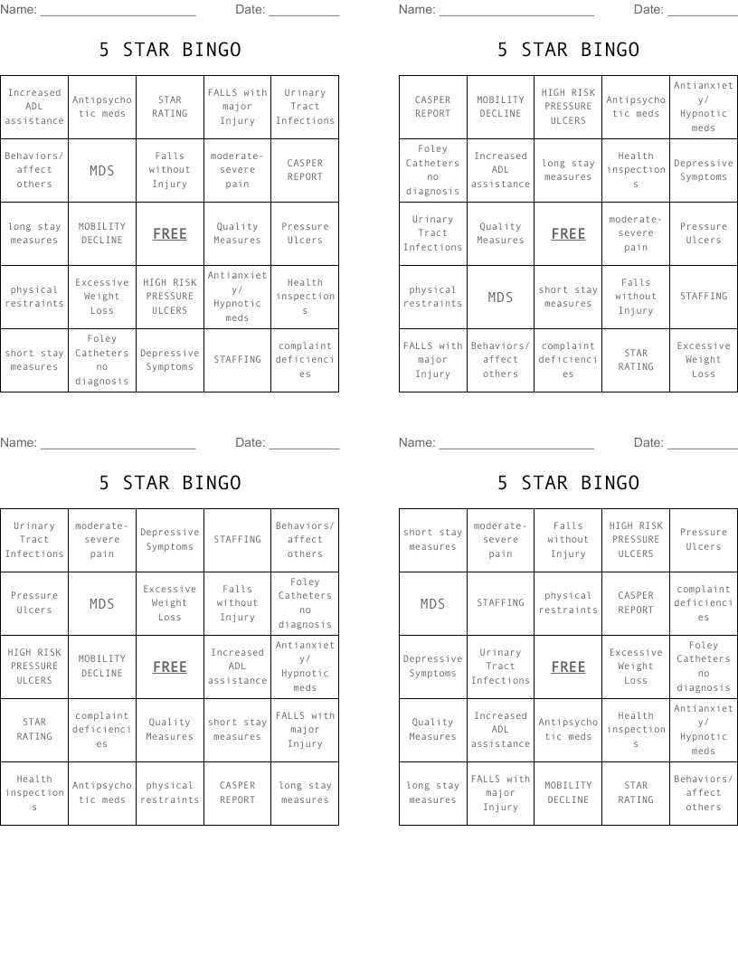 5 STAR BINGO - WordMint