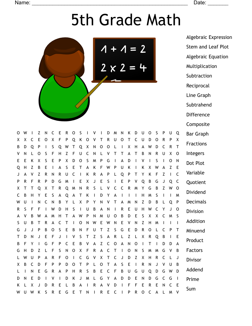 7Th Grade Math Vocabulary Word Search Answers Img hobo