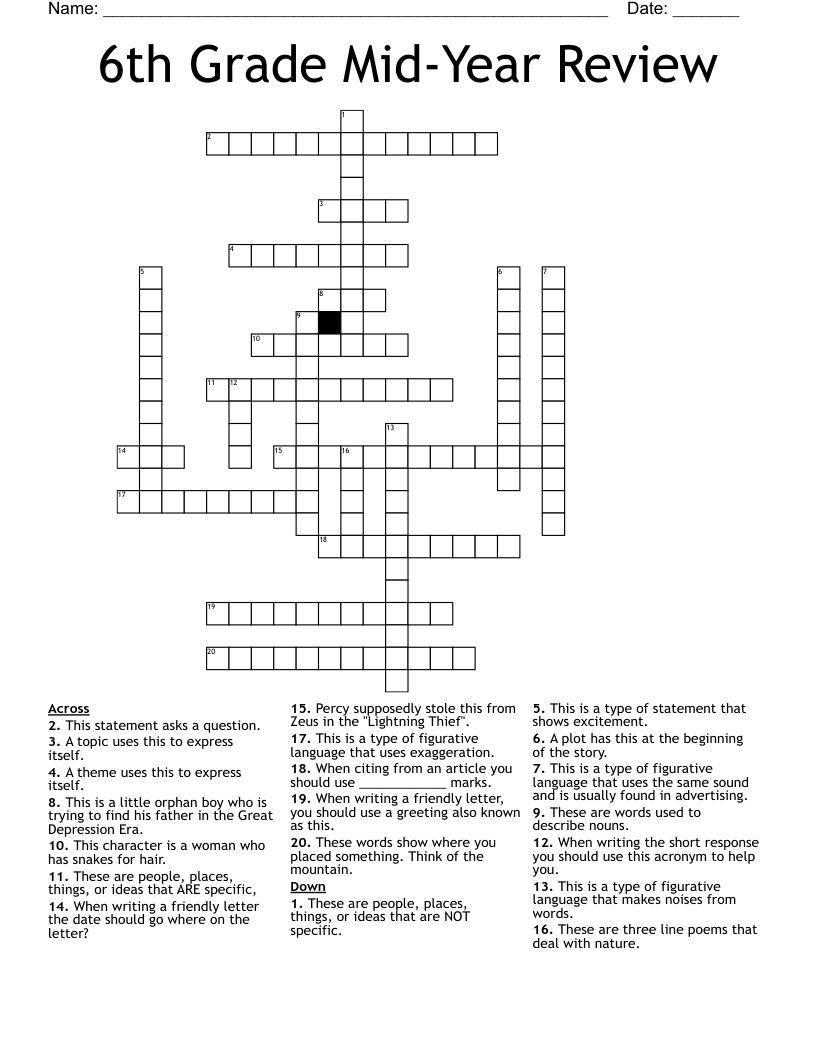 6th Grade Mid Year Review Crossword WordMint 6th-grade-mid-year-review-crossword-wordmint