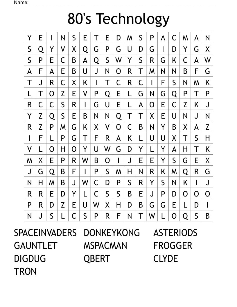 80's Technology Word Search - WordMint