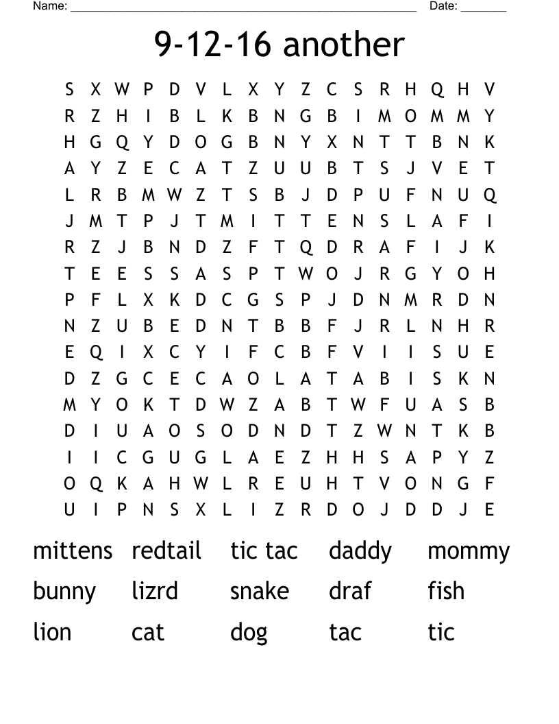 9 12 16 Another Word Search WordMint