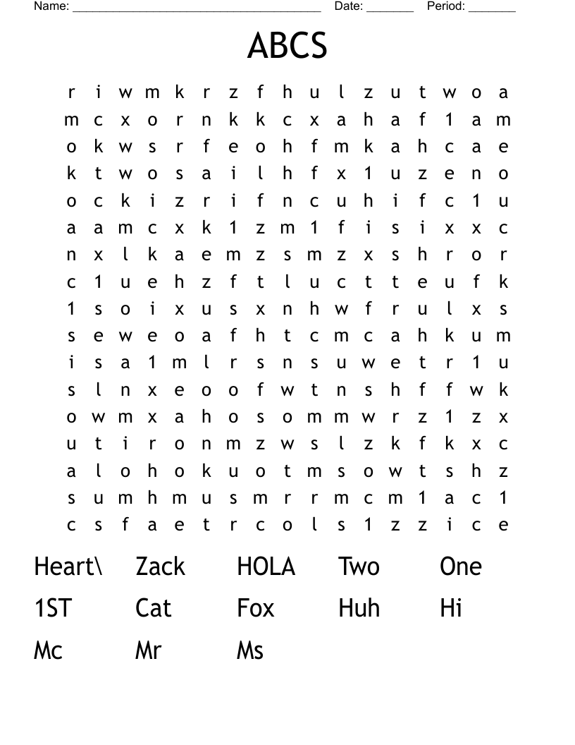 ABCS Word Search - WordMint