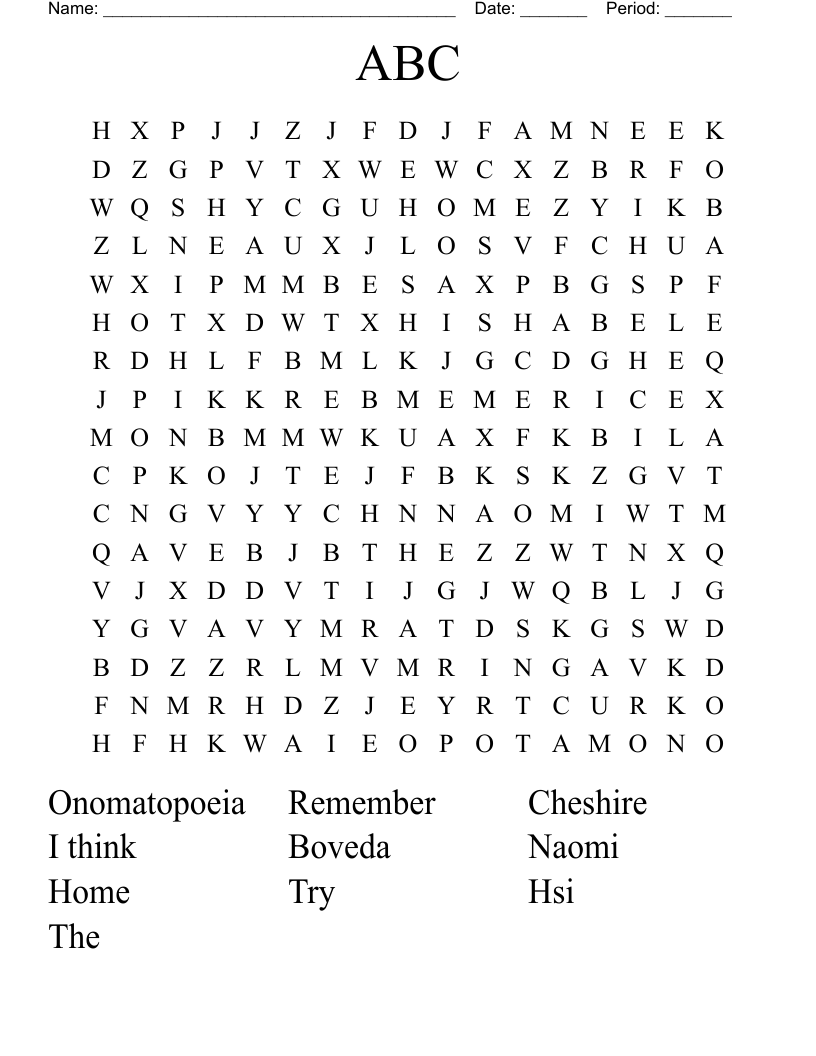 ABC Word Search - WordMint