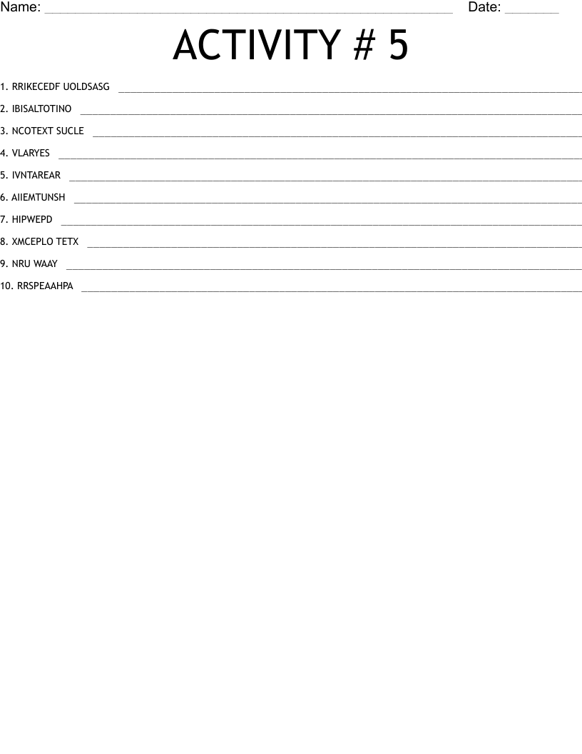 ACTIVITY # 5 Word Scramble - WordMint