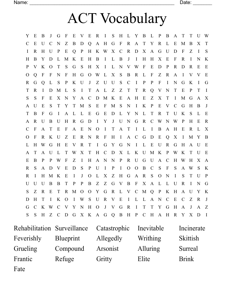 ACT Vocabulary Word Search - WordMint