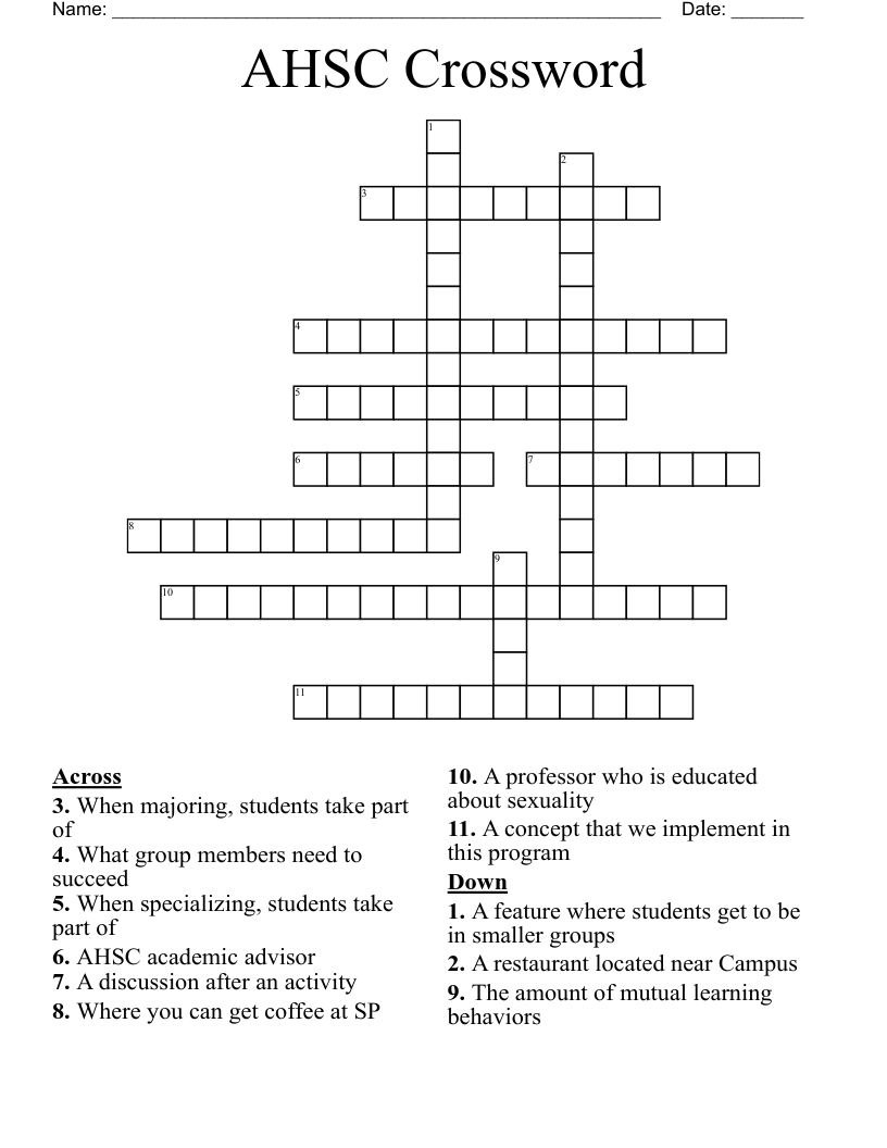 AHSC Crossword - WordMint