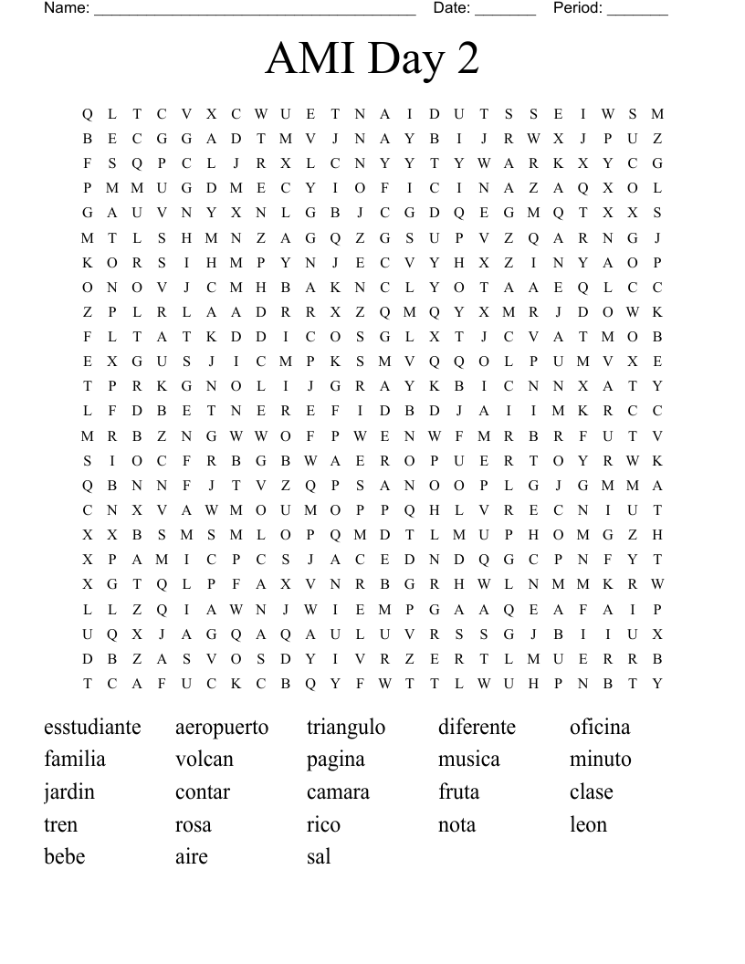 AMI Day 2 Word Search - WordMint