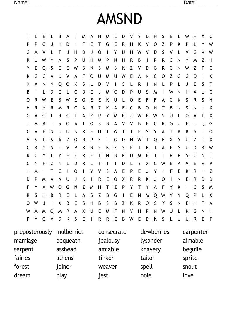AMSND Word Search - WordMint