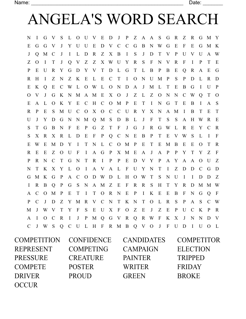 ANGELA'S WORD SEARCH - WordMint