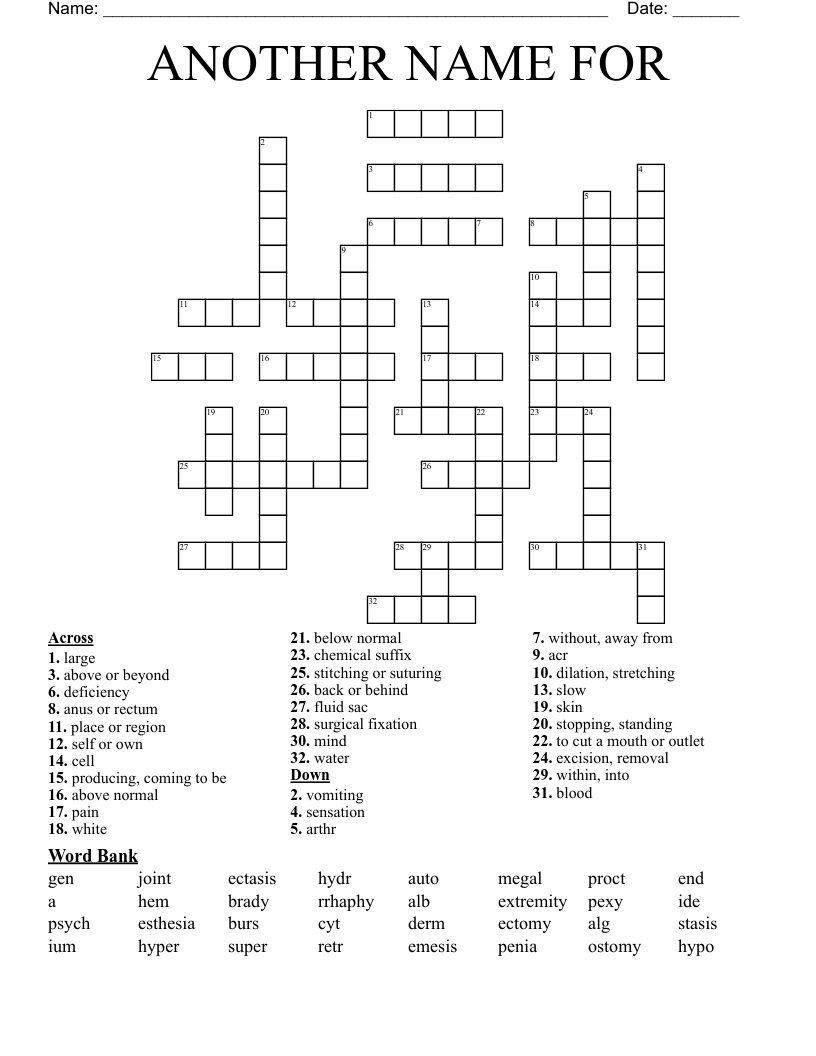 ANOTHER NAME FOR Crossword WordMint