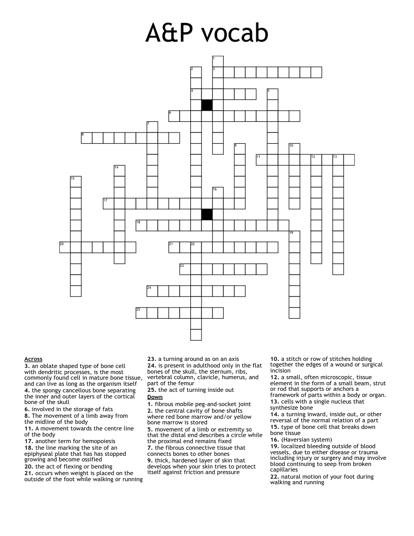 A&P vocab Crossword - WordMint
