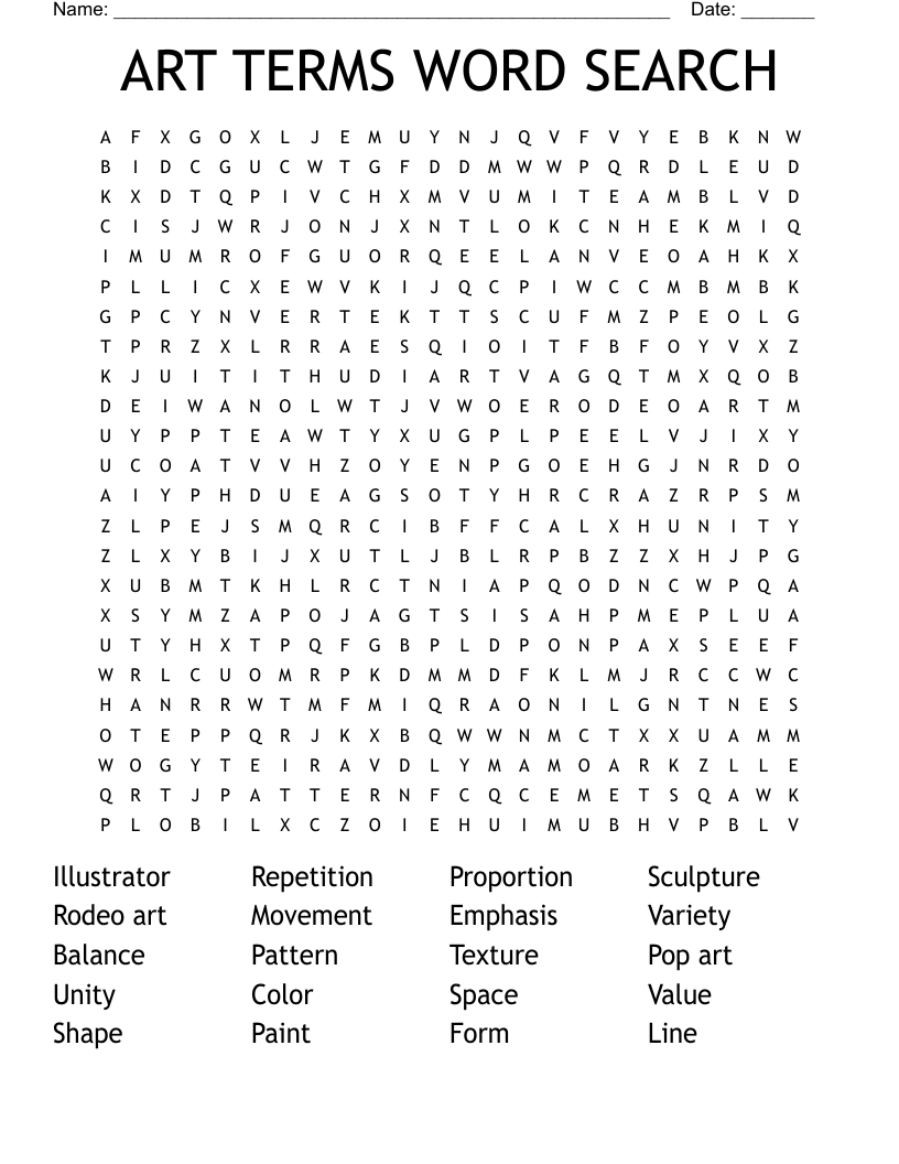Art Word Search WordMint