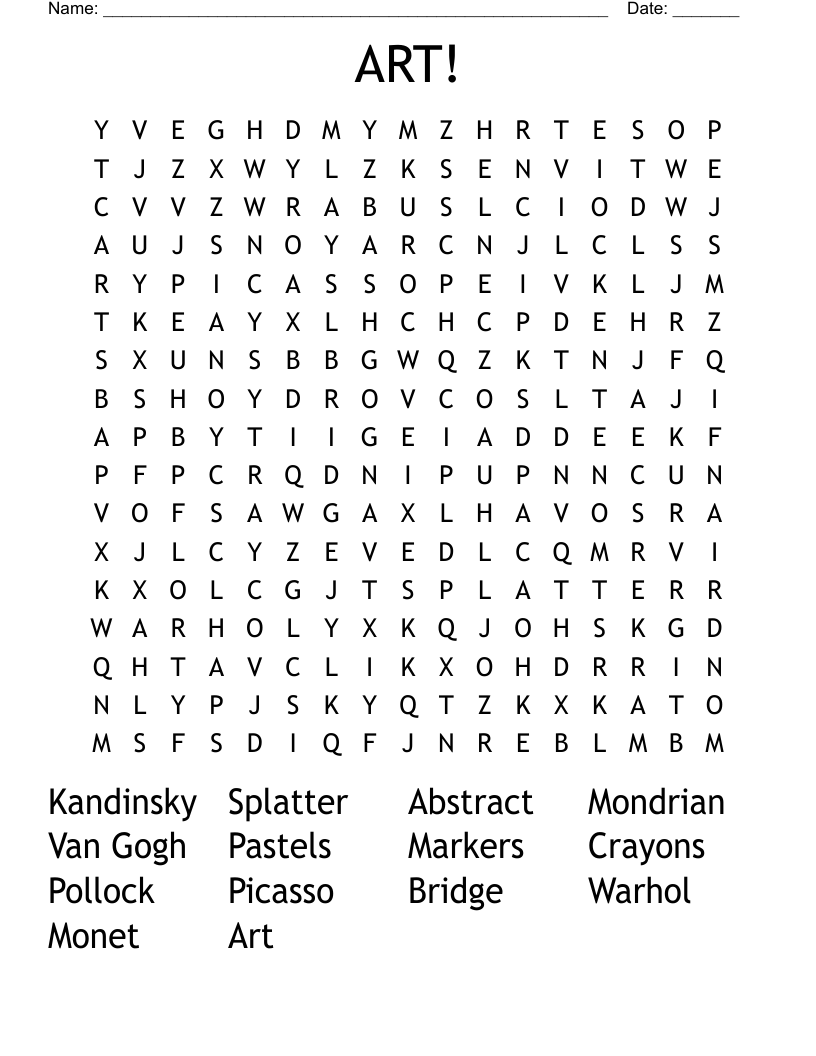 ART Word Search WordMint