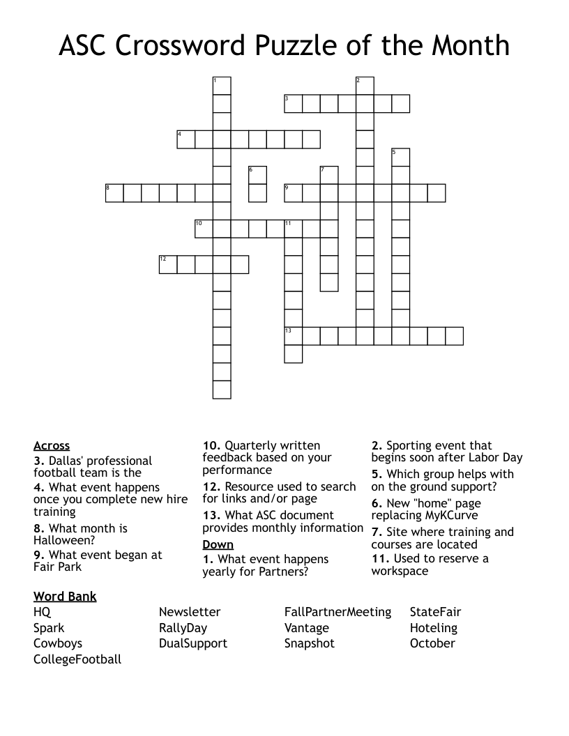 ASC Crossword Puzzle of the Month - WordMint