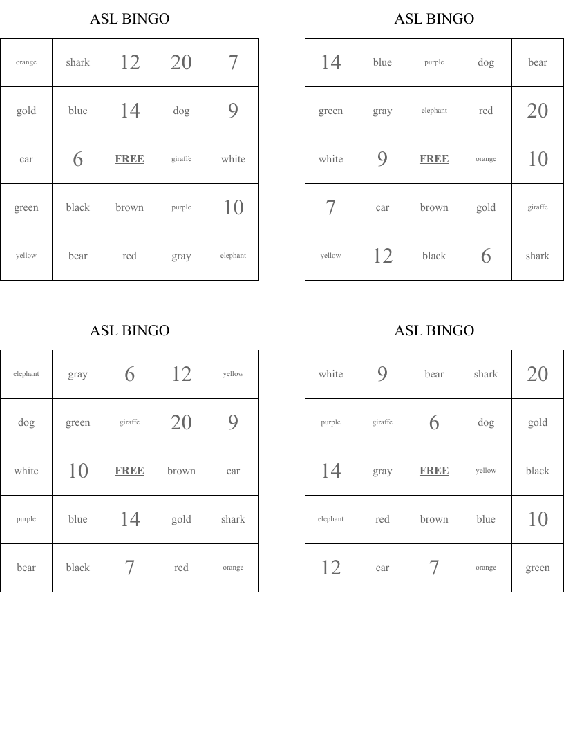 ASL BINGO - WordMint
