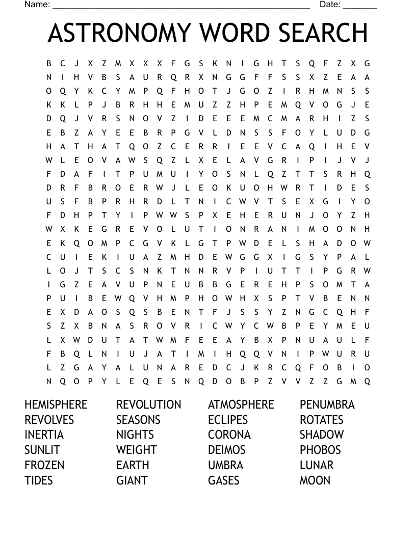 ASTRONOMY WORD SEARCH - WordMint