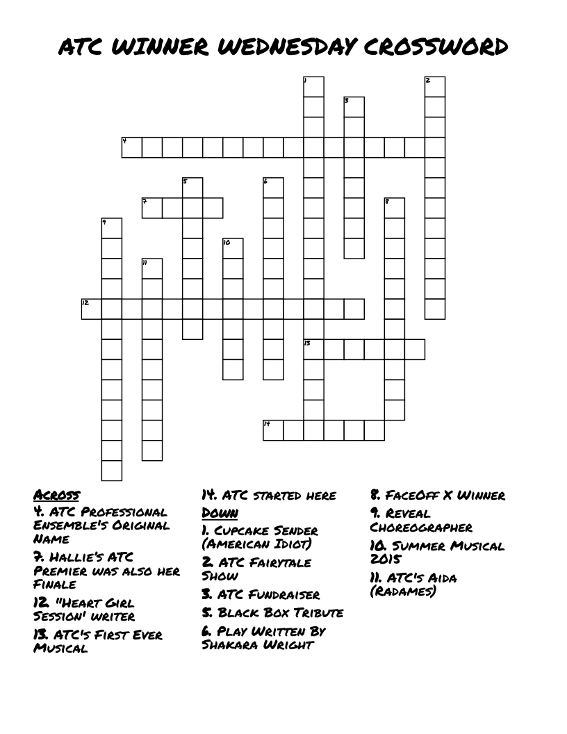 ATC WINNER WEDNESDAY CROSSWORD - WordMint
