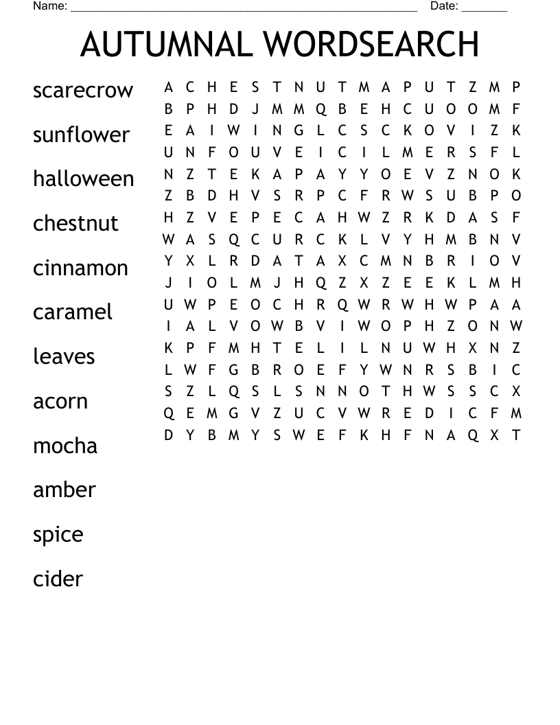 AUTUMNAL WORDSEARCH WordMint