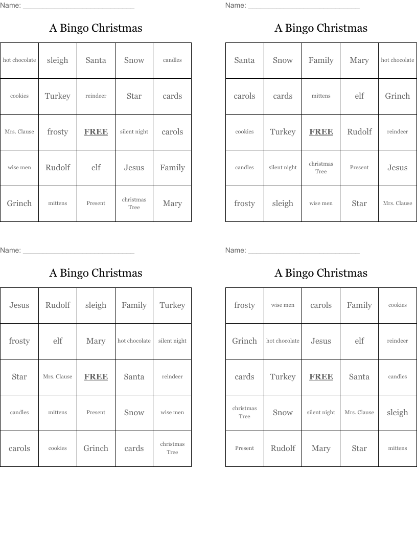 A Bingo Christmas - WordMint