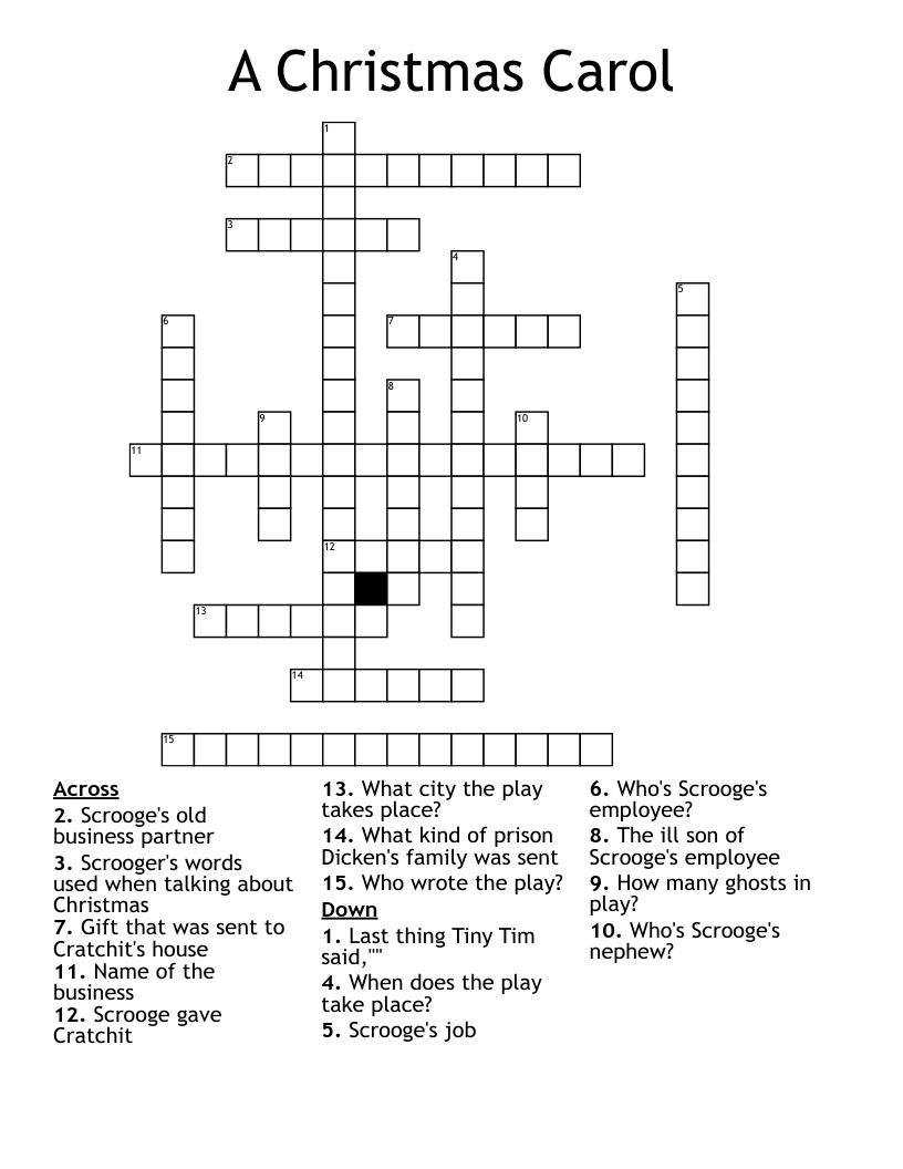 A Christmas Carol Crossword WordMint