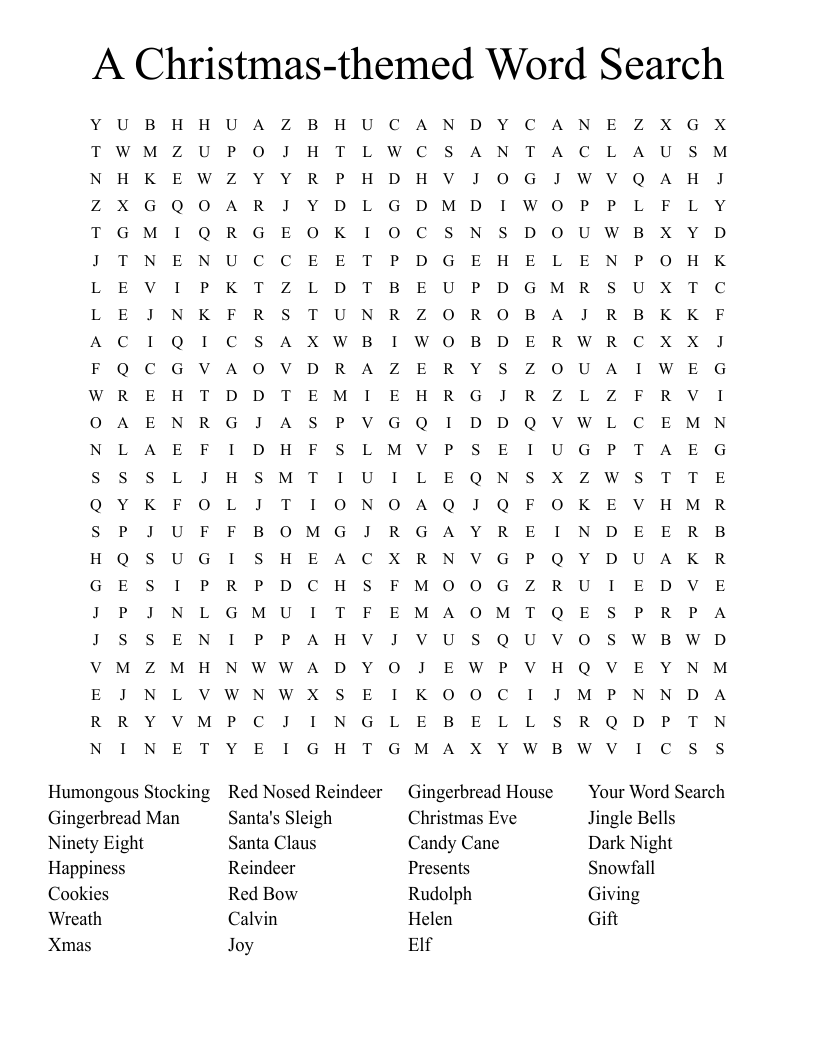 A Christmas-themed Word Search - WordMint